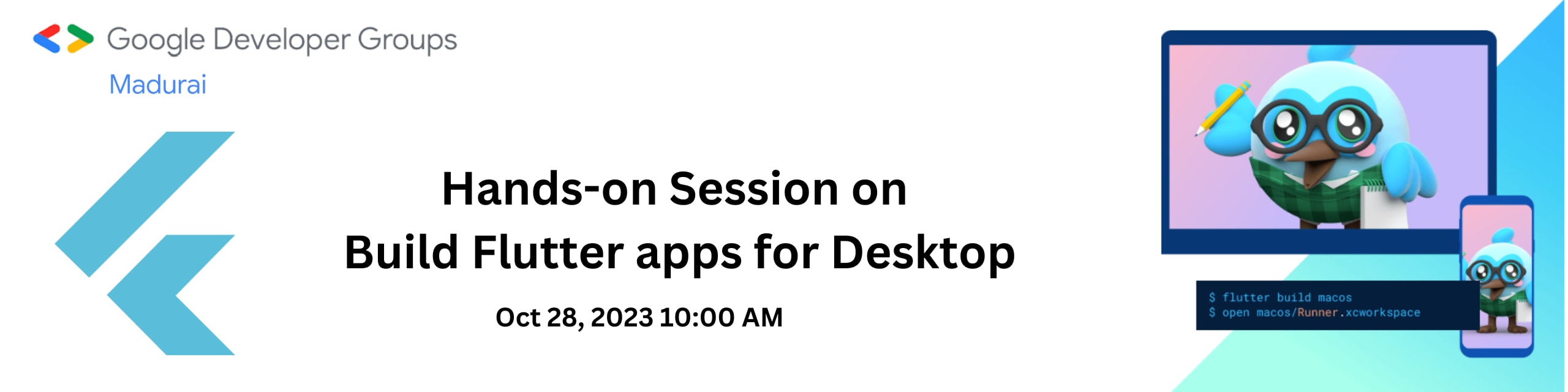 See Hands on Session on Build Flutter apps for Desktop at Google Developer Groups GDG Madurai